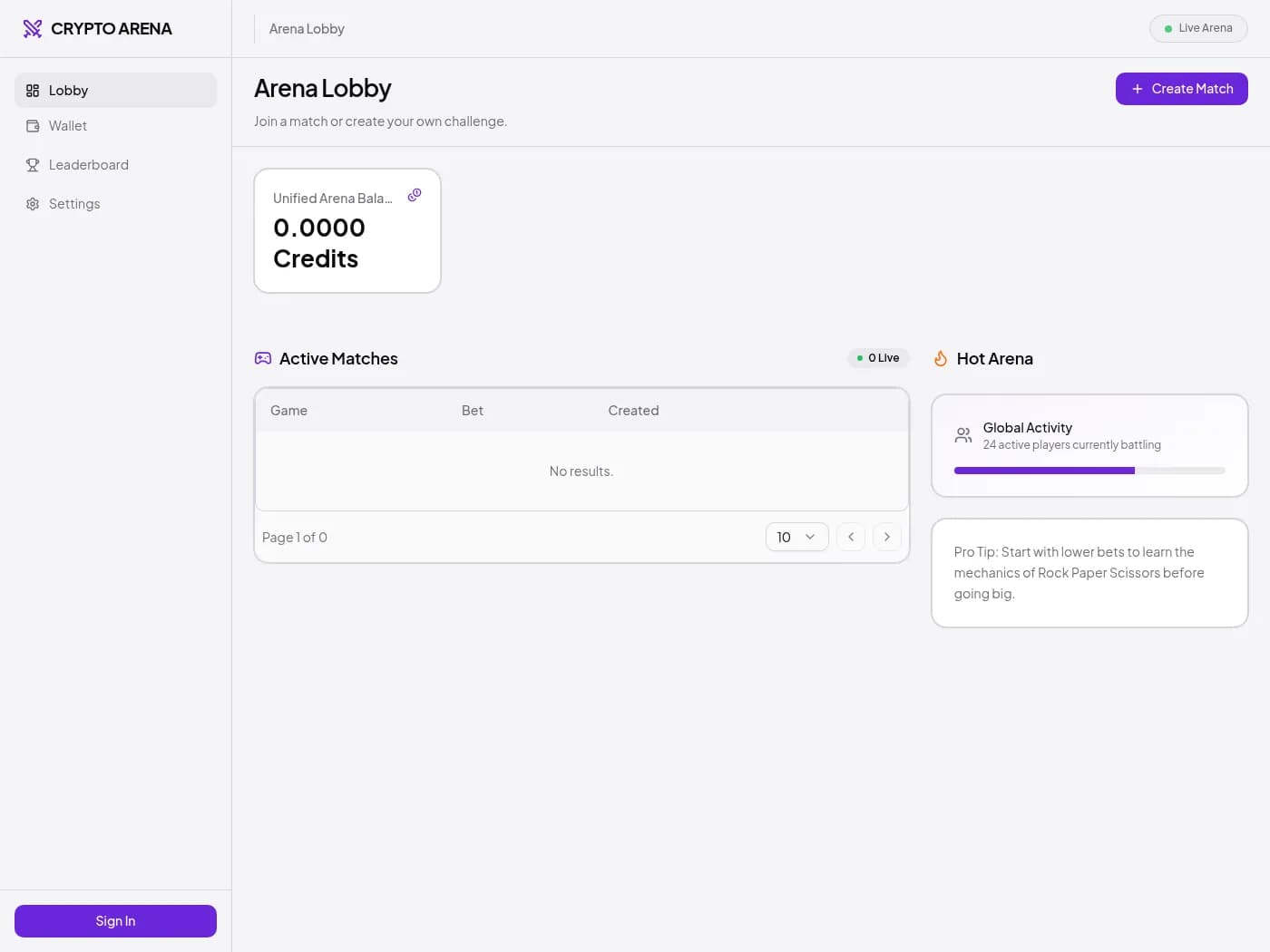 Crypto Minigame Arena