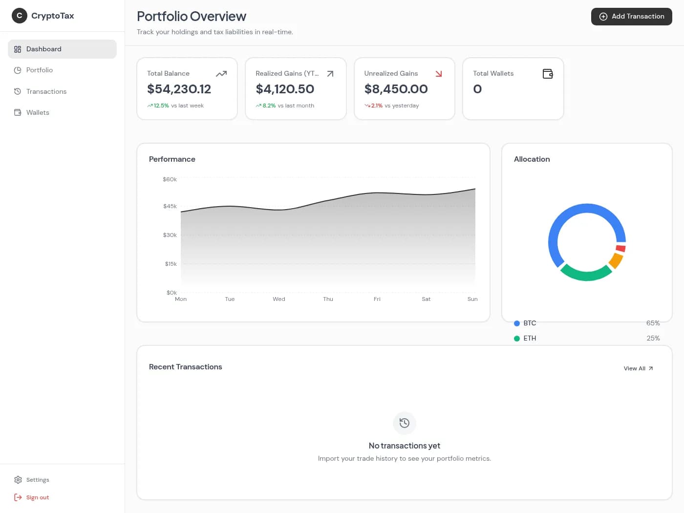 Crypto Tax Dashboard