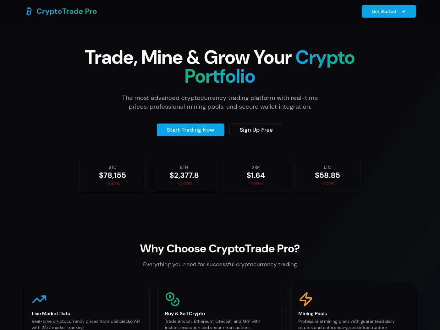 CryptoTrade Pro Platform