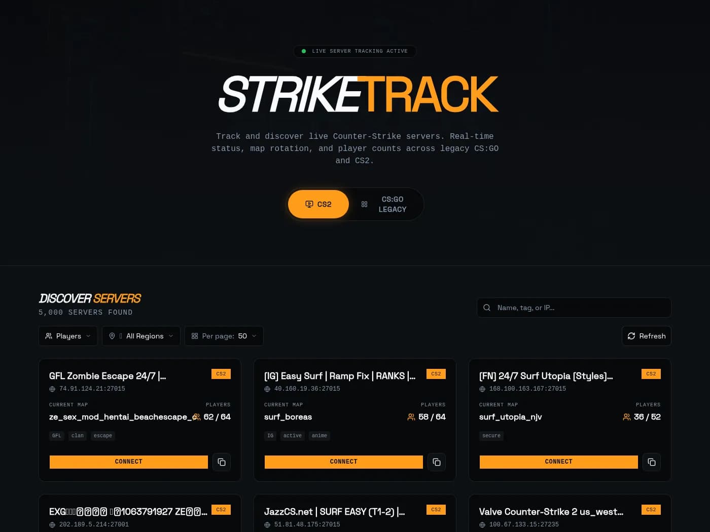 CSGO Server Tracker UI