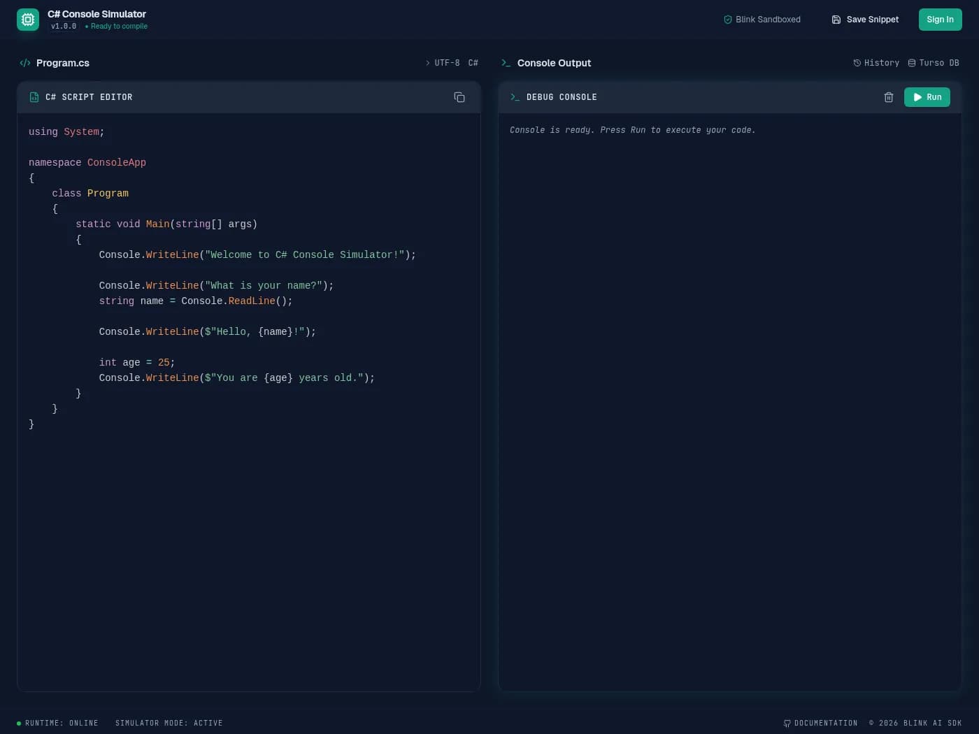 C# Console Starter