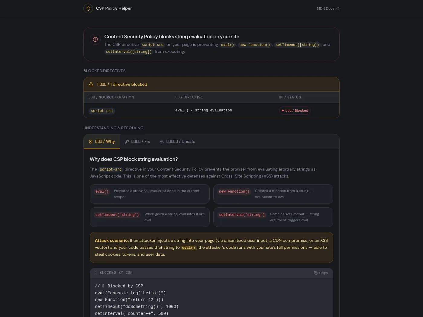CSP Policy Helper