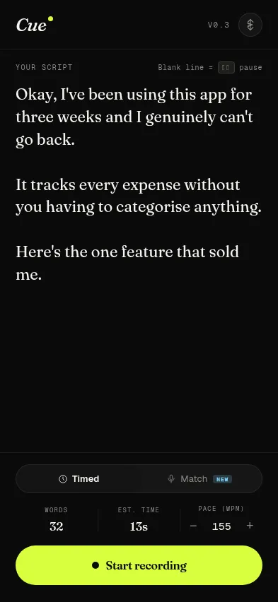 Cue Teleprompter App