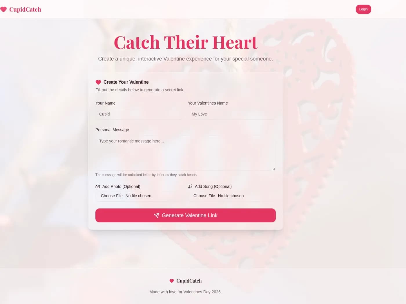 CupidCatch: Interactive Valentine
