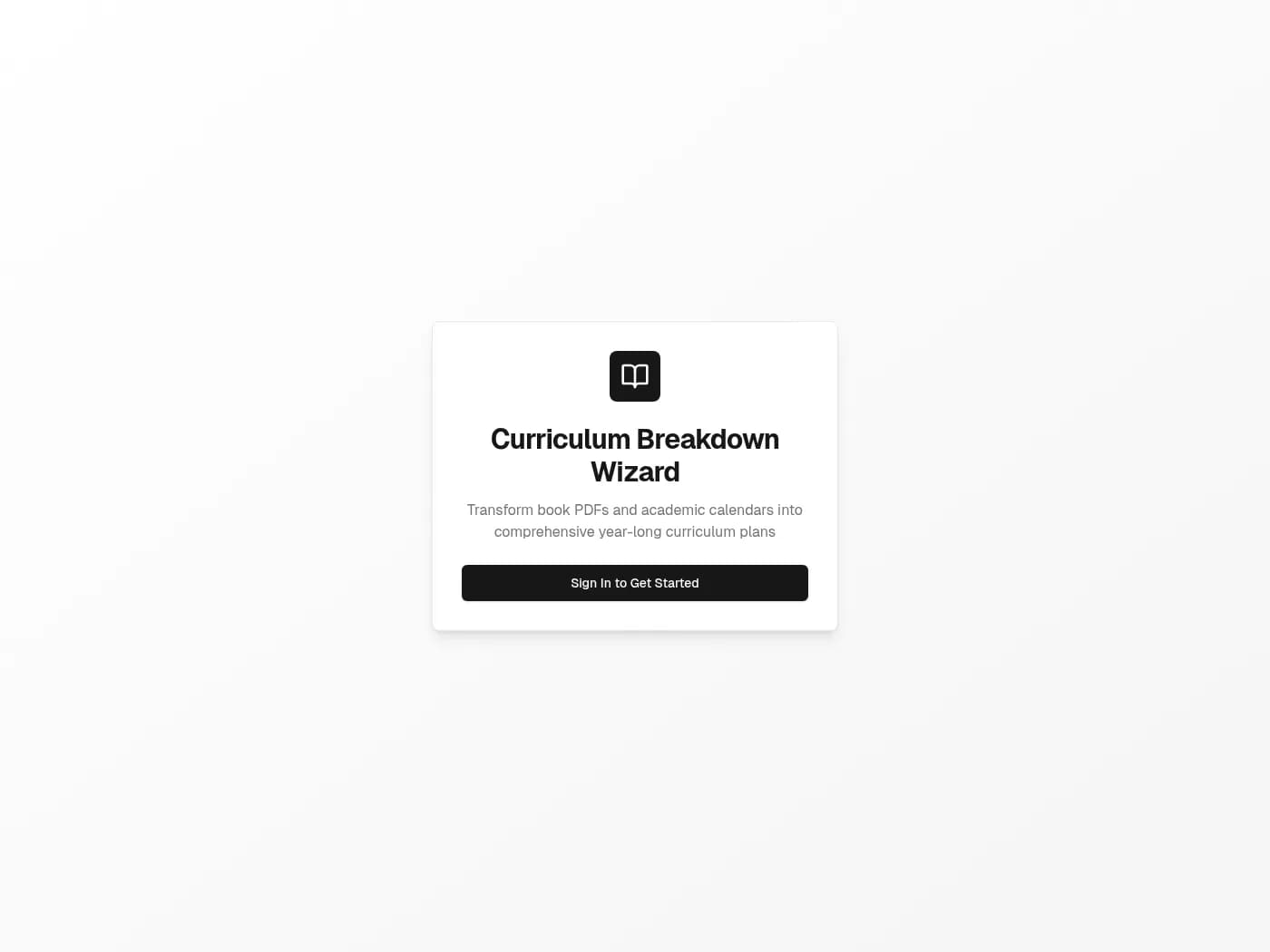 Curriculum Breakdown Wizard