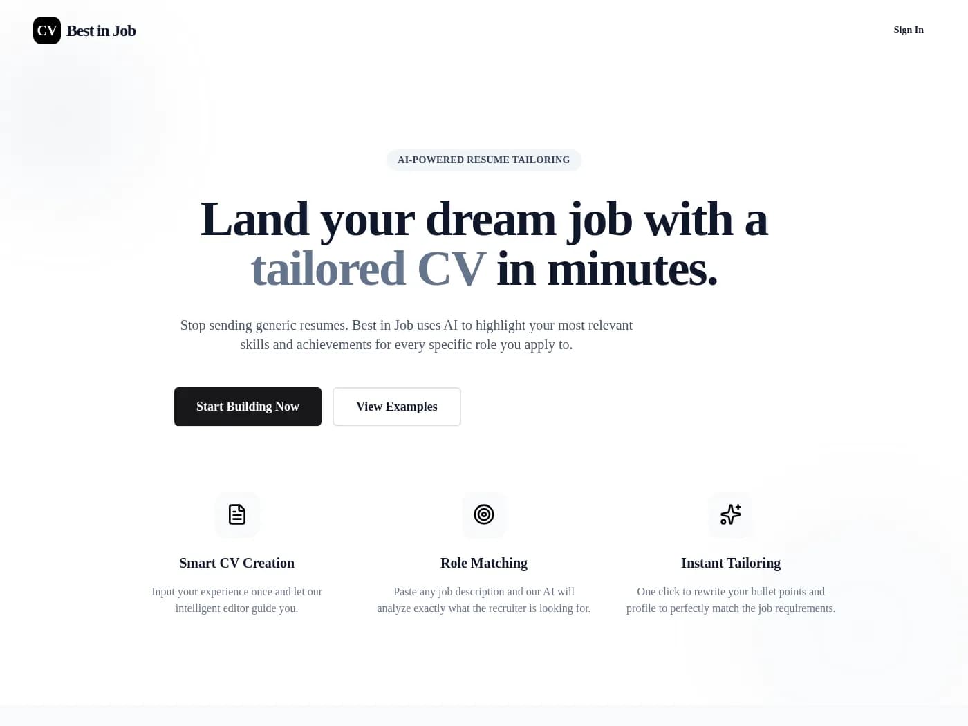 CV Best in Job