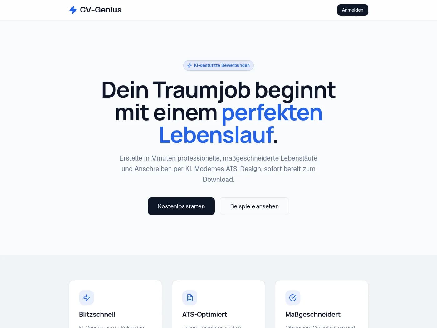 CV-Genius KI Lebenslauf App