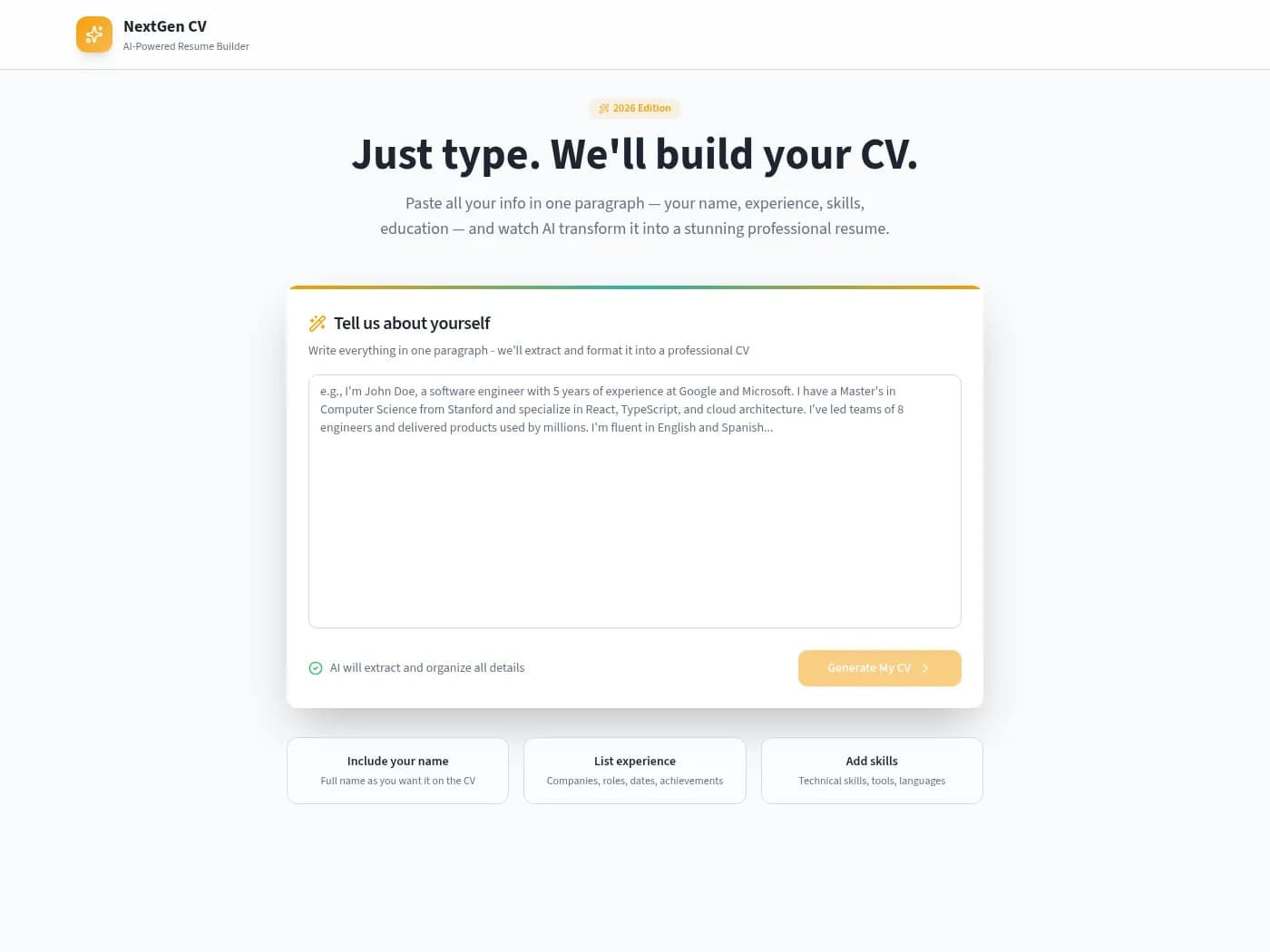 NextGen CV Creator