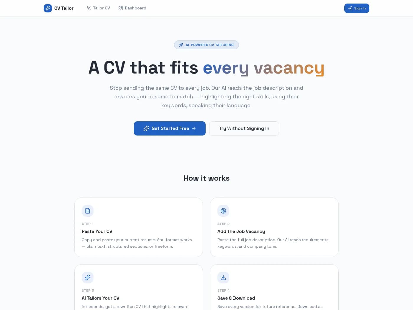 CV Tailor Web