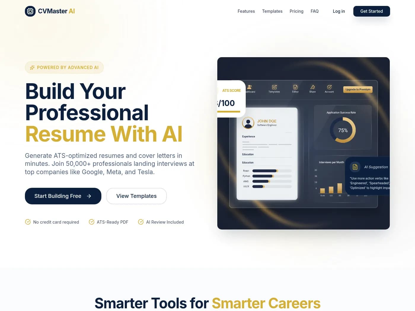 CVMaster AI Landing Page