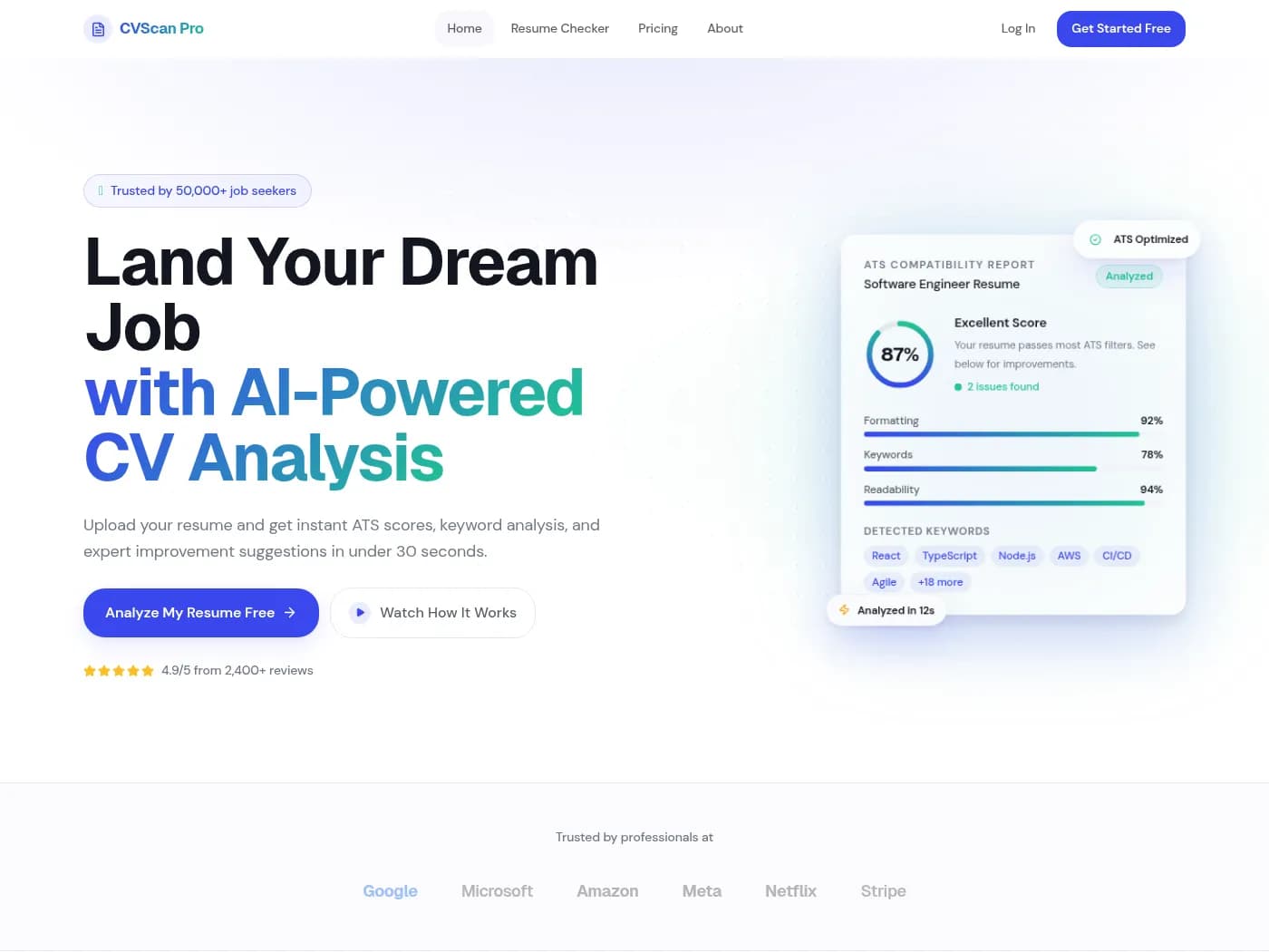 CVScan Pro SaaS Website