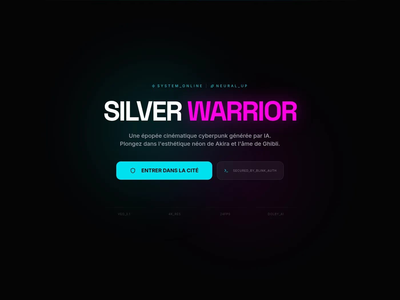 Silver Warrior Neon Scene