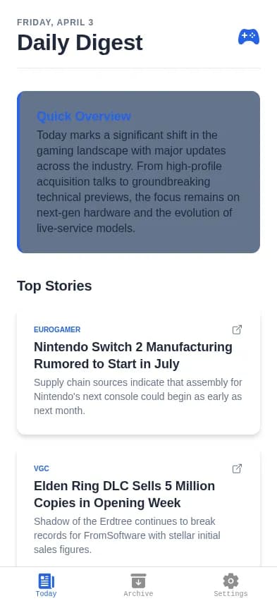 Daily Game News Digest