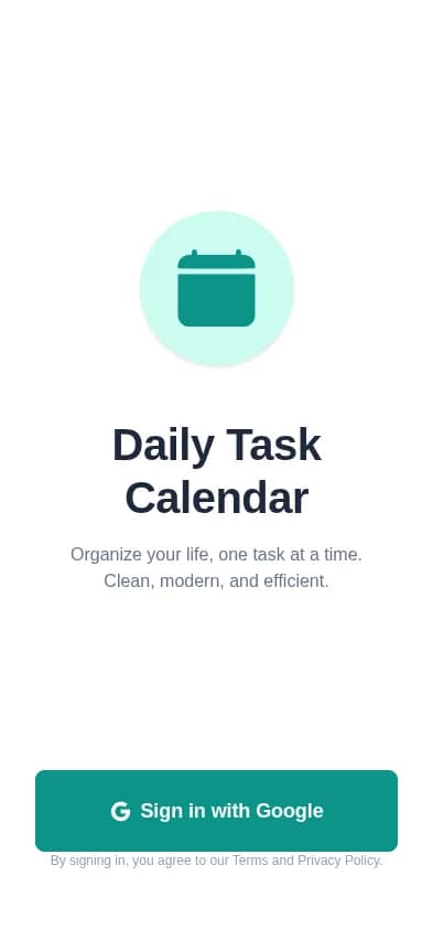 Daily Task Calendar