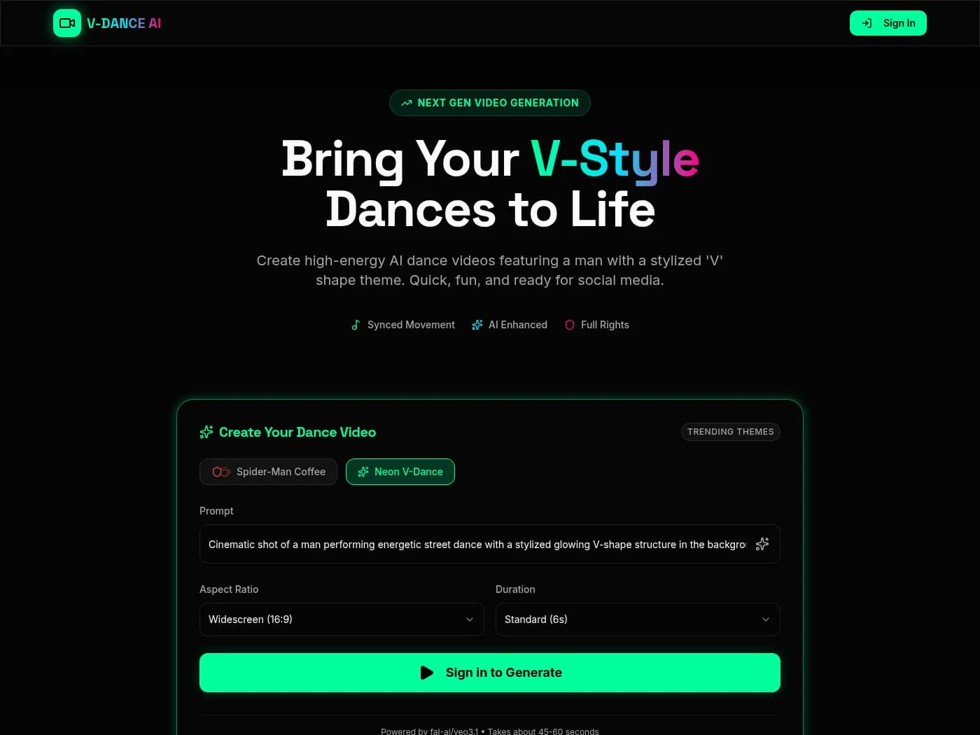 Dancing V Video Generator