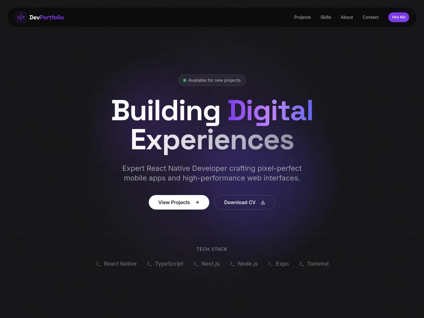 Dev Portfolio Dark