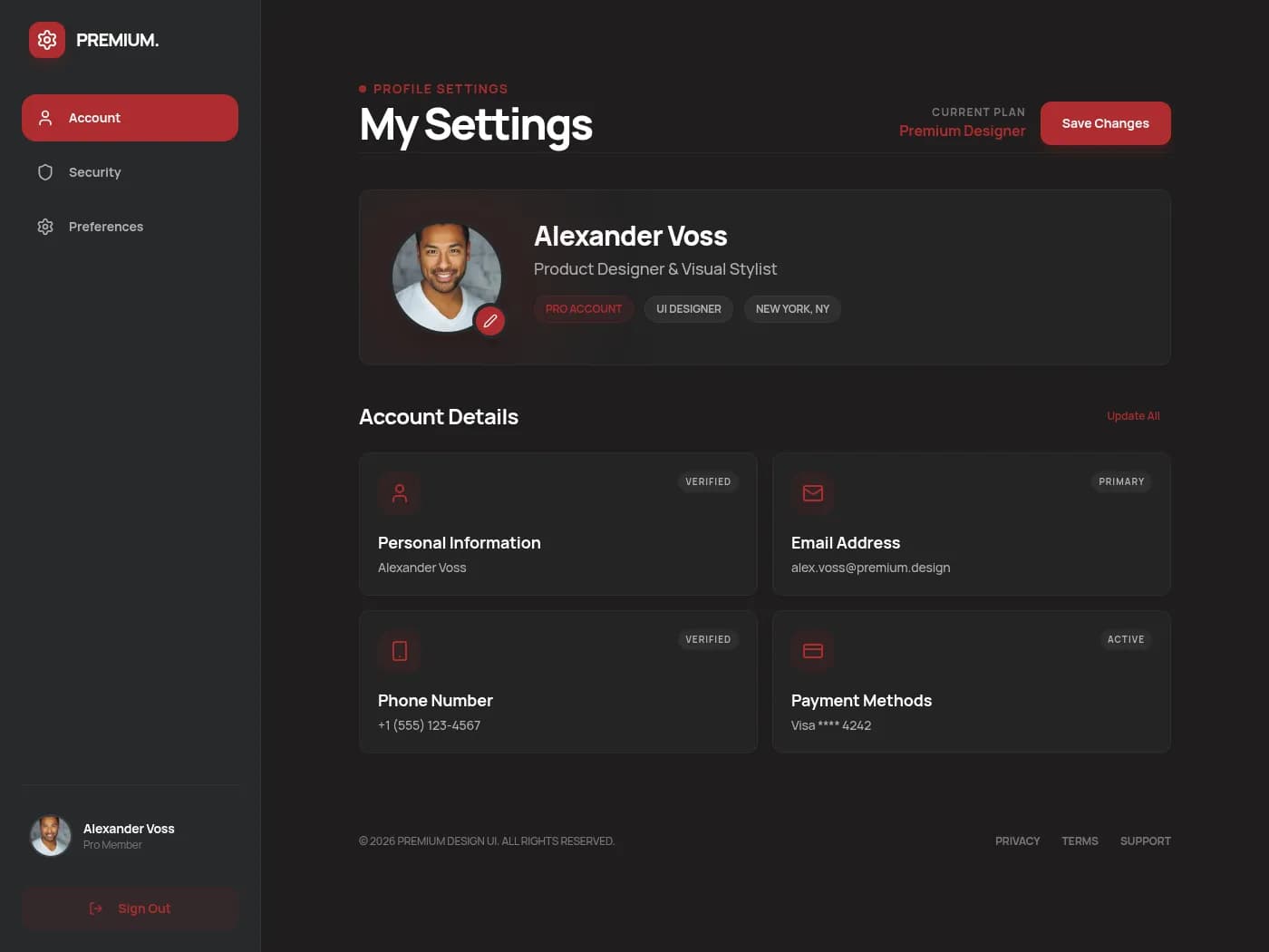 Dark Profile UI