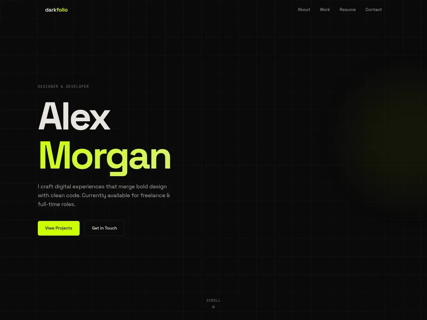 Darkfolio Resume Site