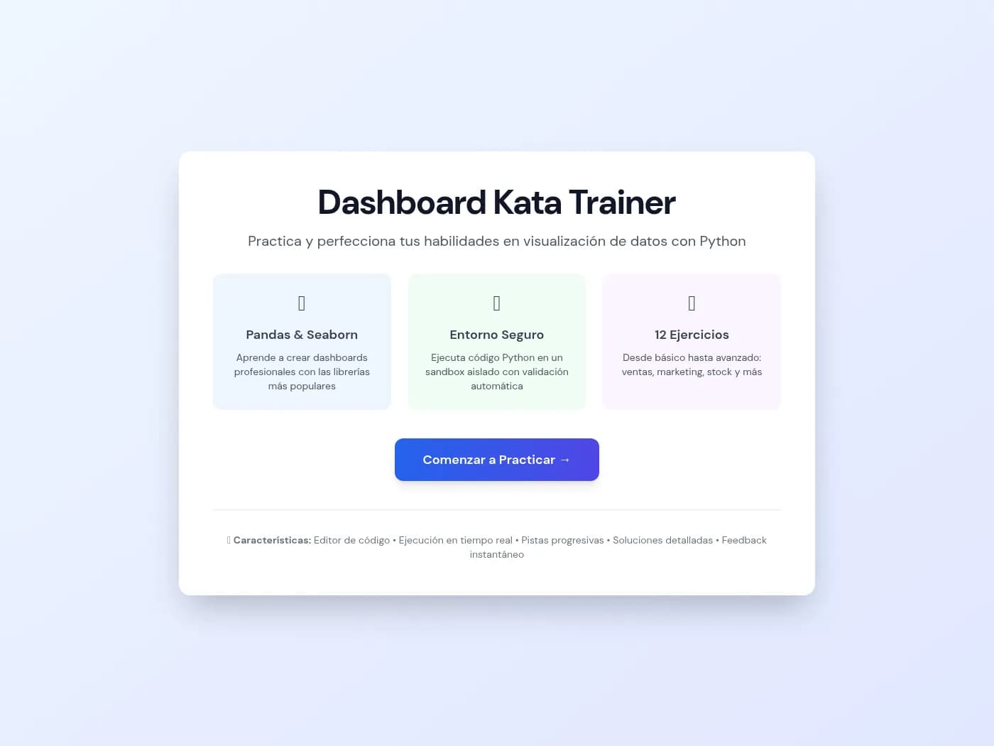 Dashboard Kata Trainer