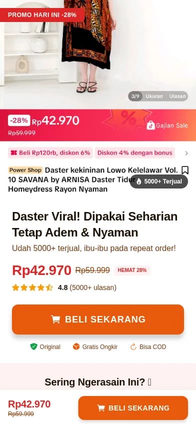 Daster Viral Landing Page