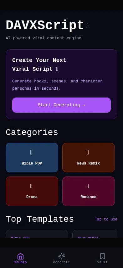 DAVXScript AI Studio