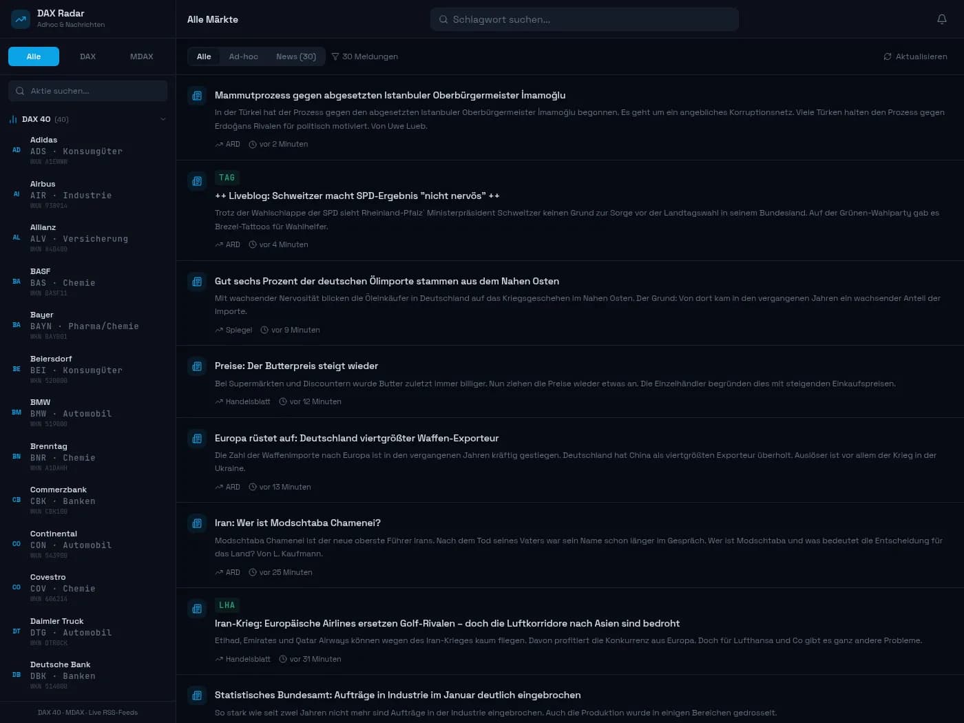 German Stock News App