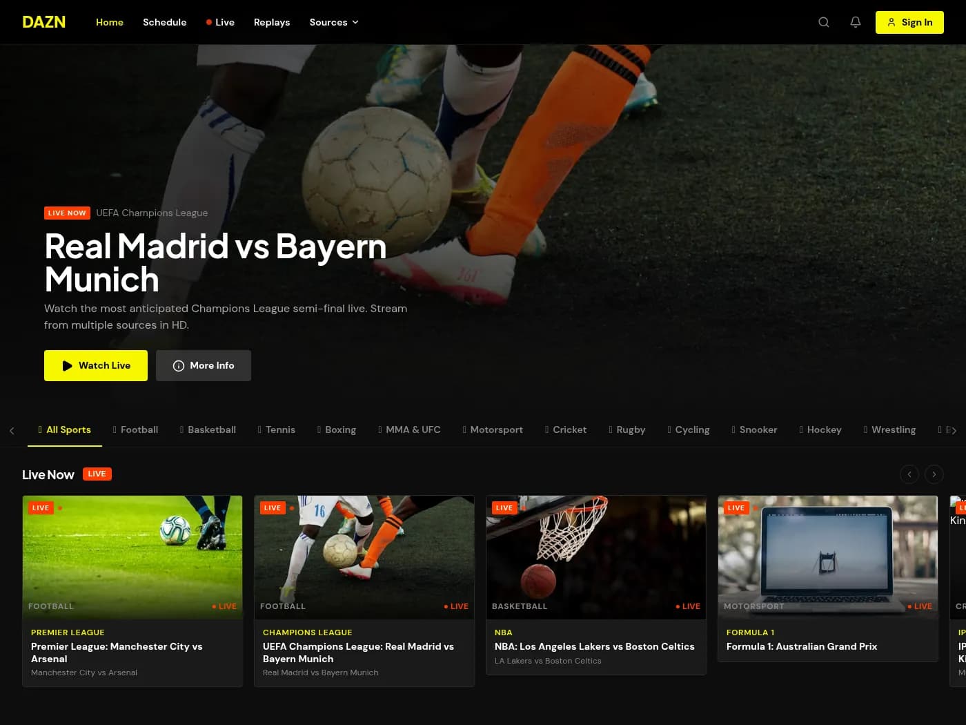 DAZN Clone Sports Streaming