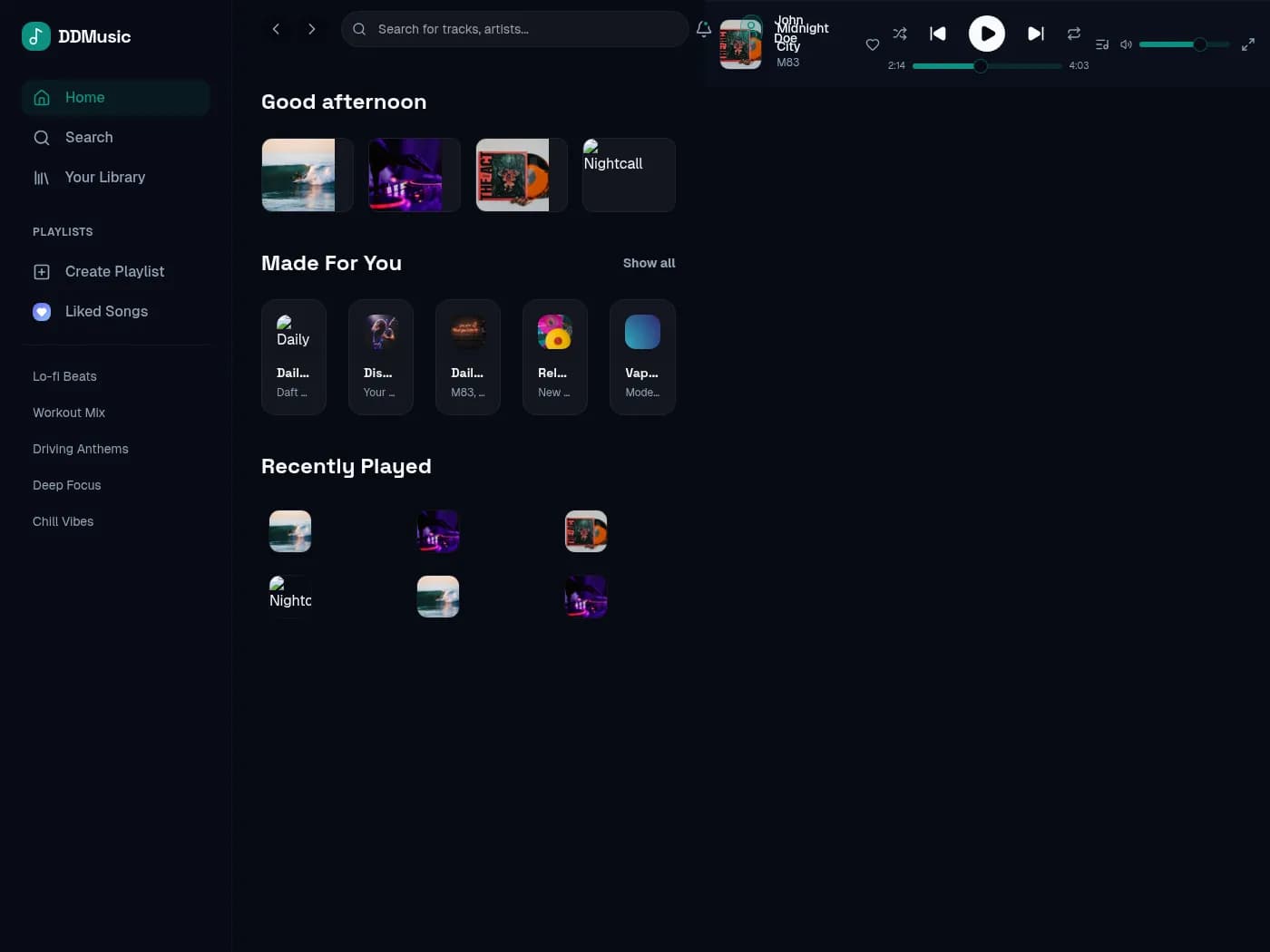 DDMusic Player Mockup