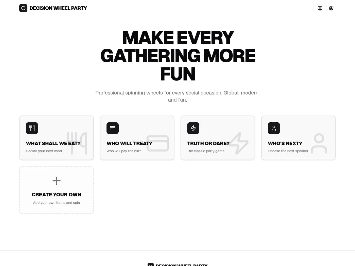 Decision Wheel Party