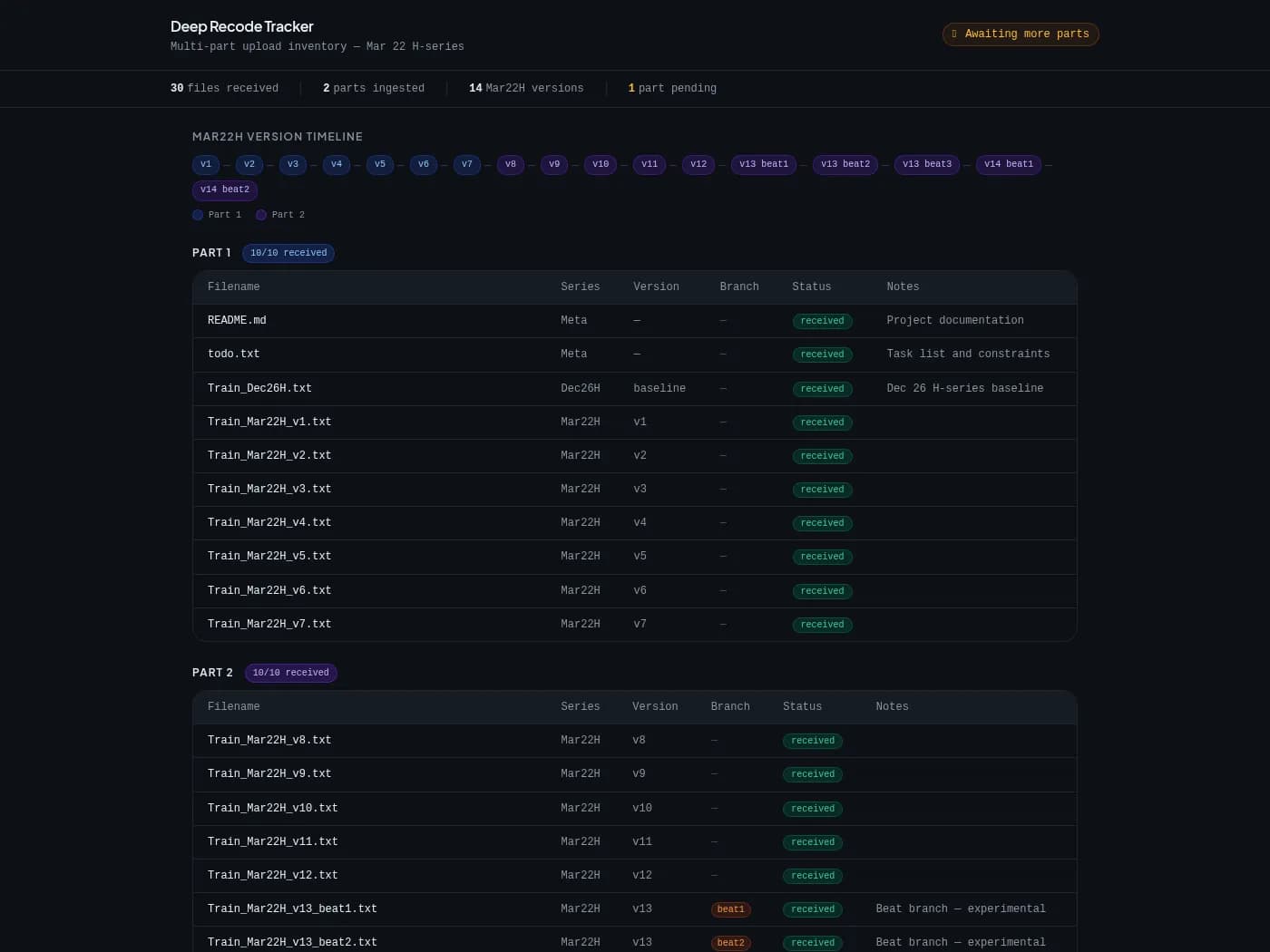 Deep Recode Tracker