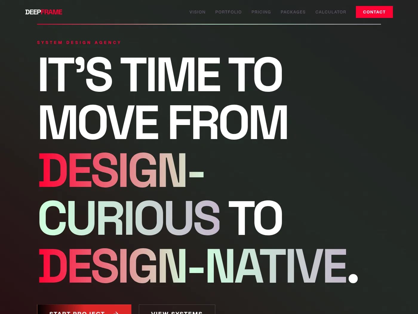 DEEPFRAME Agency Landing