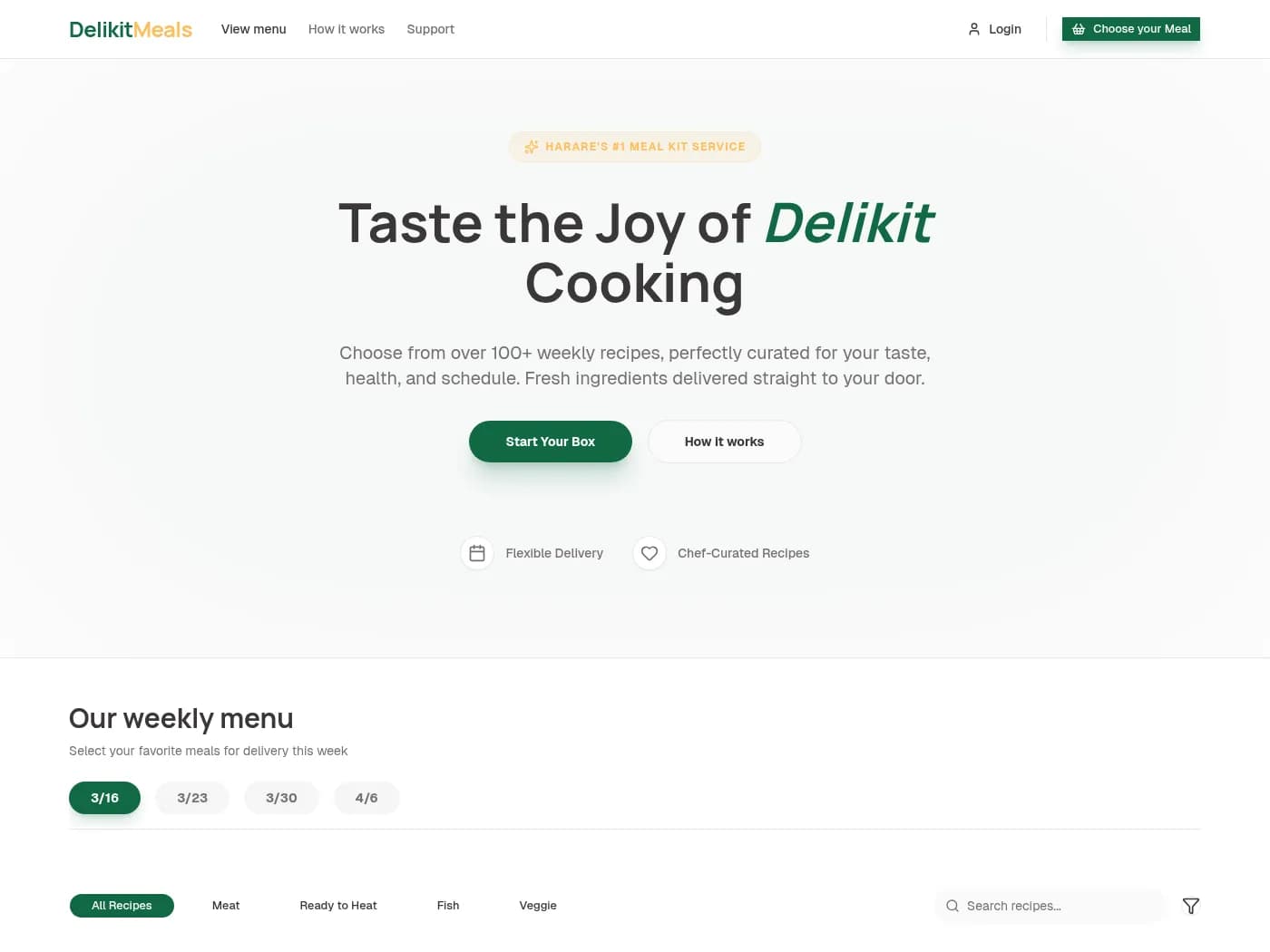 Delikit Meals Web Portal