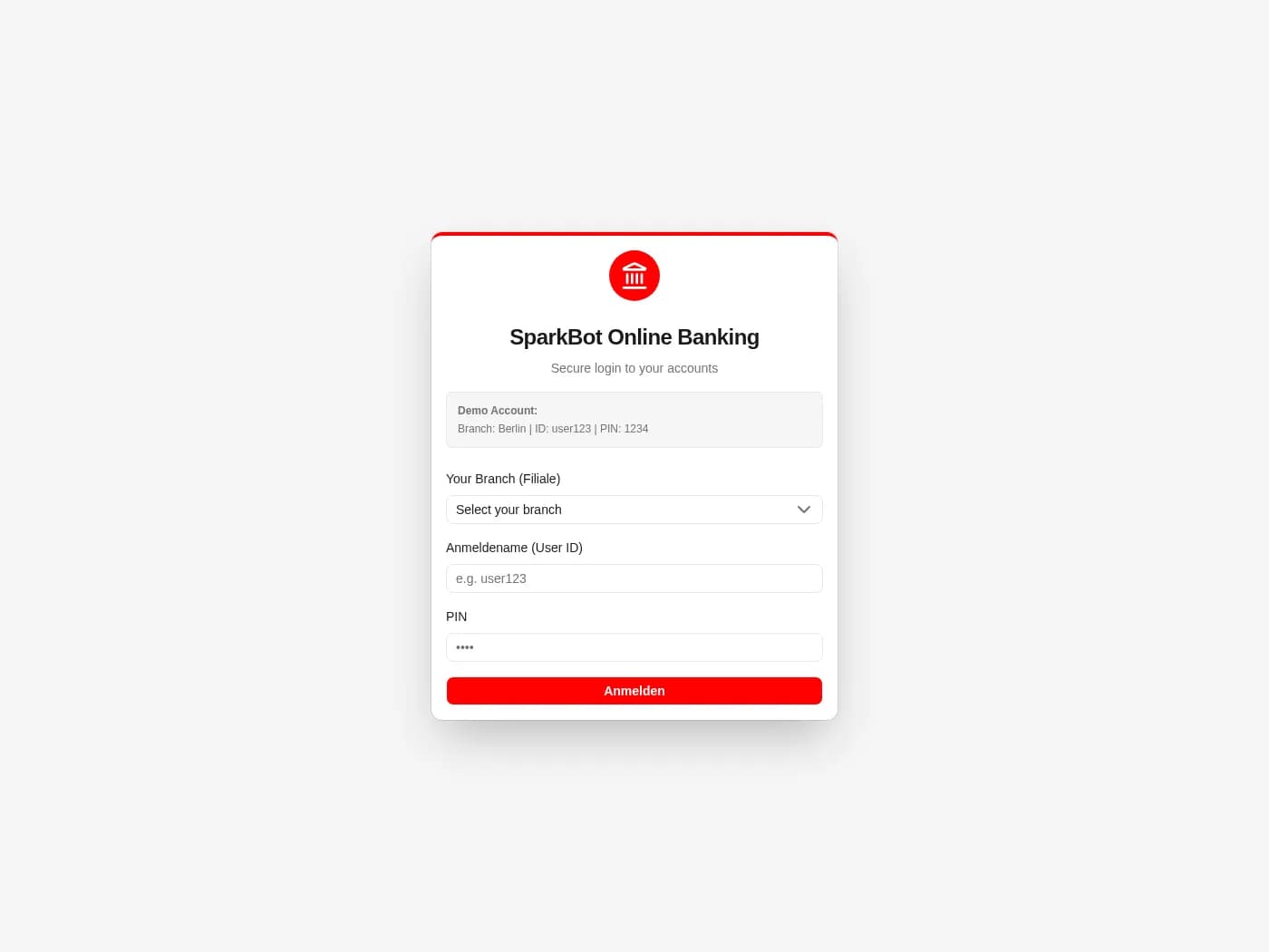SparkBot Demo Bank
