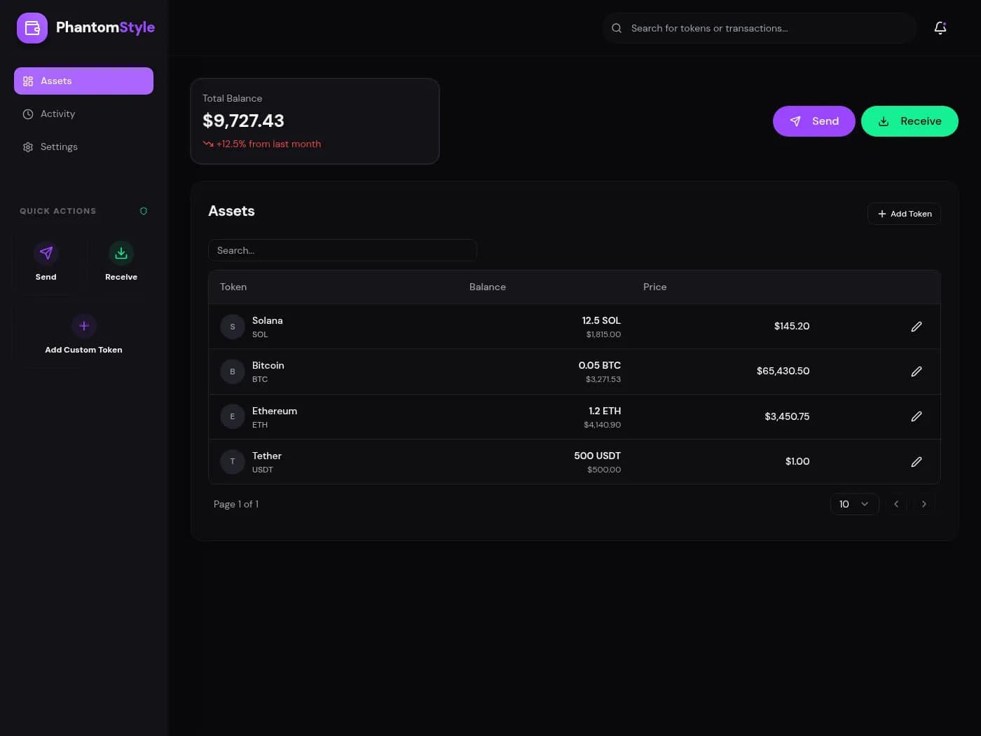 PhantomStyle Demo Wallet