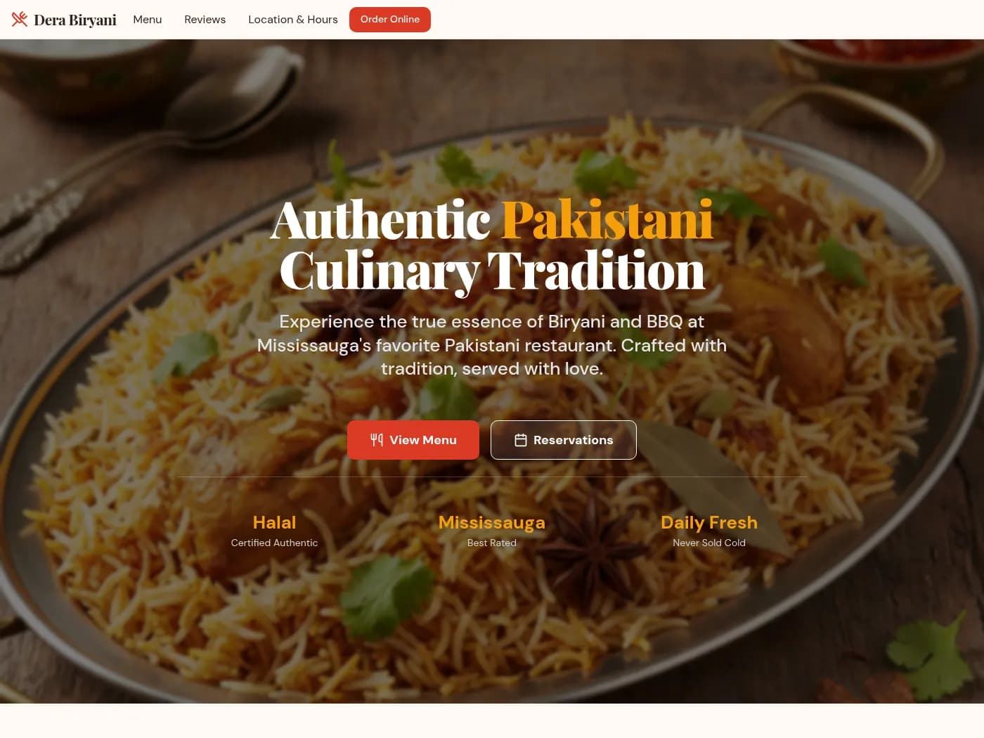 Dera Biryani Website