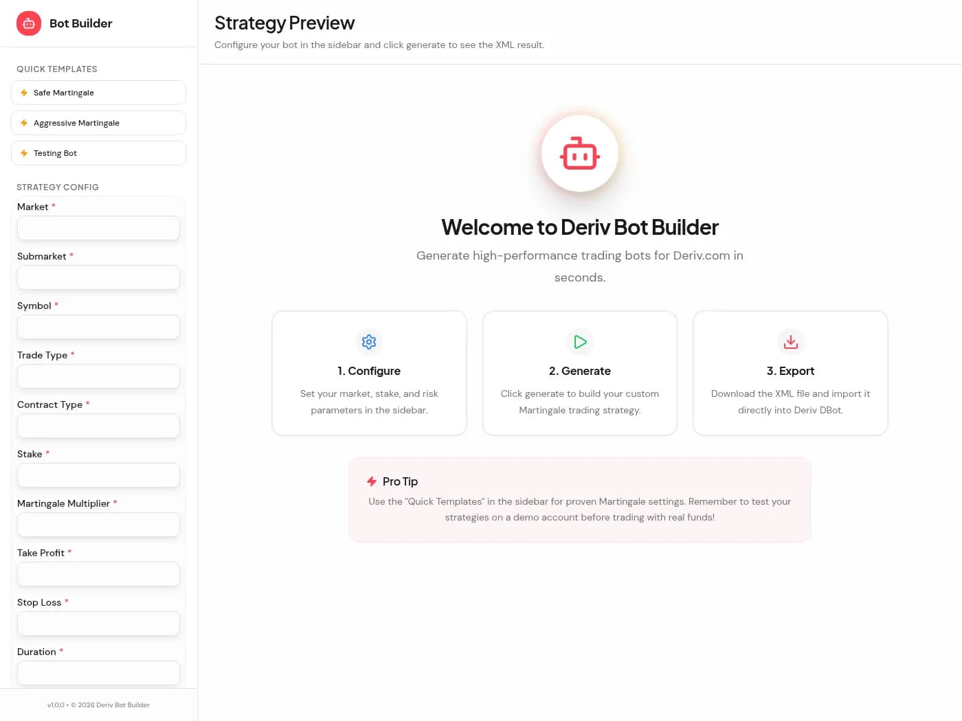 Deriv XML Bot Builder