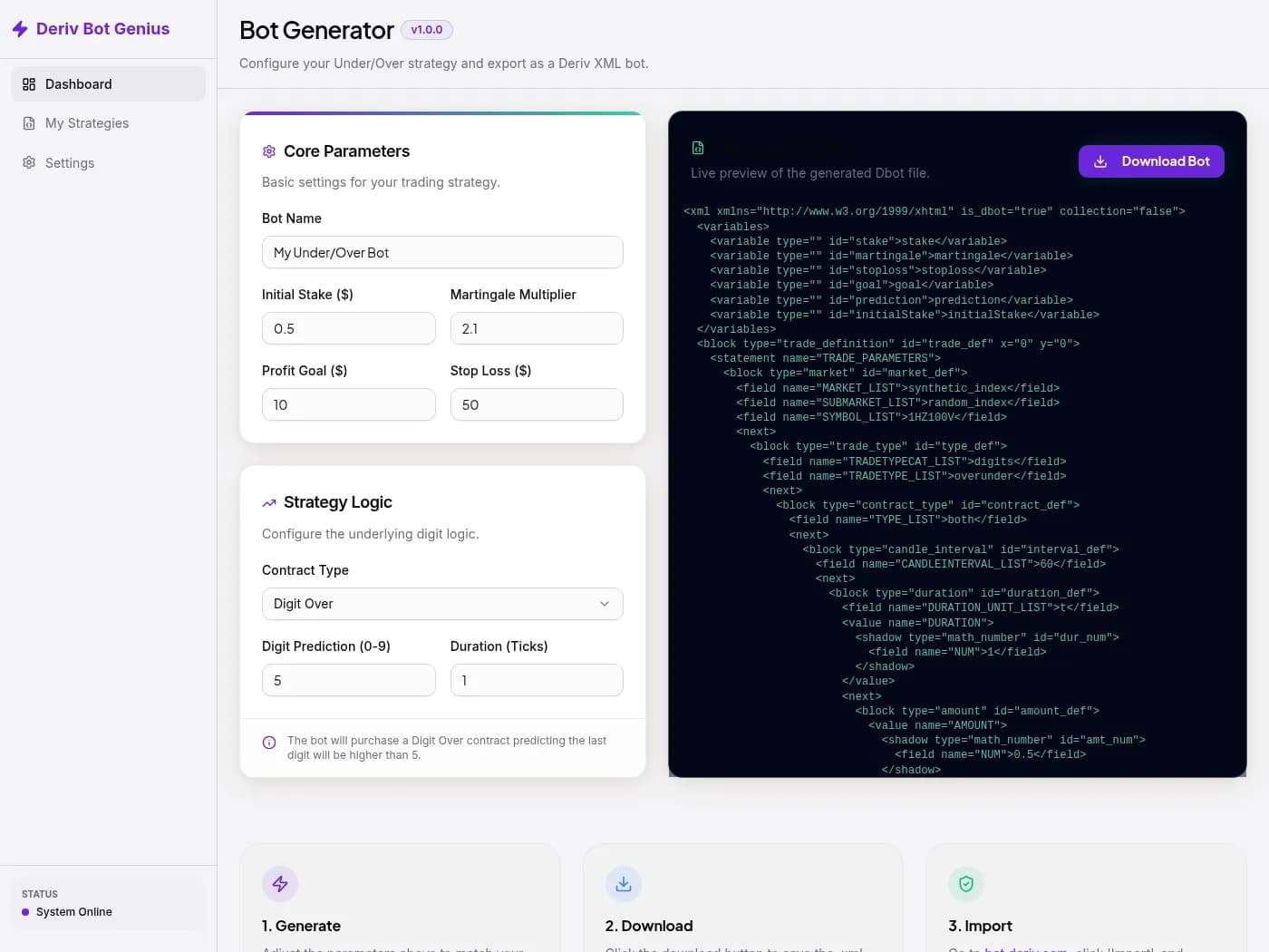 Deriv XML Bot Genius
