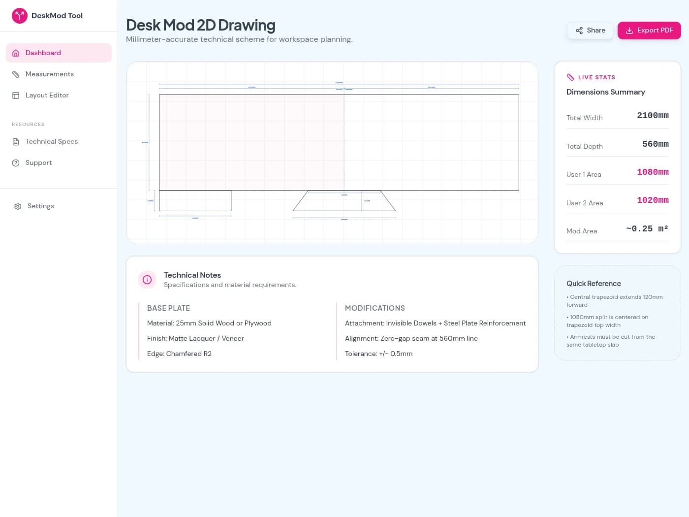 Desk Mod 2D Drawing Tool