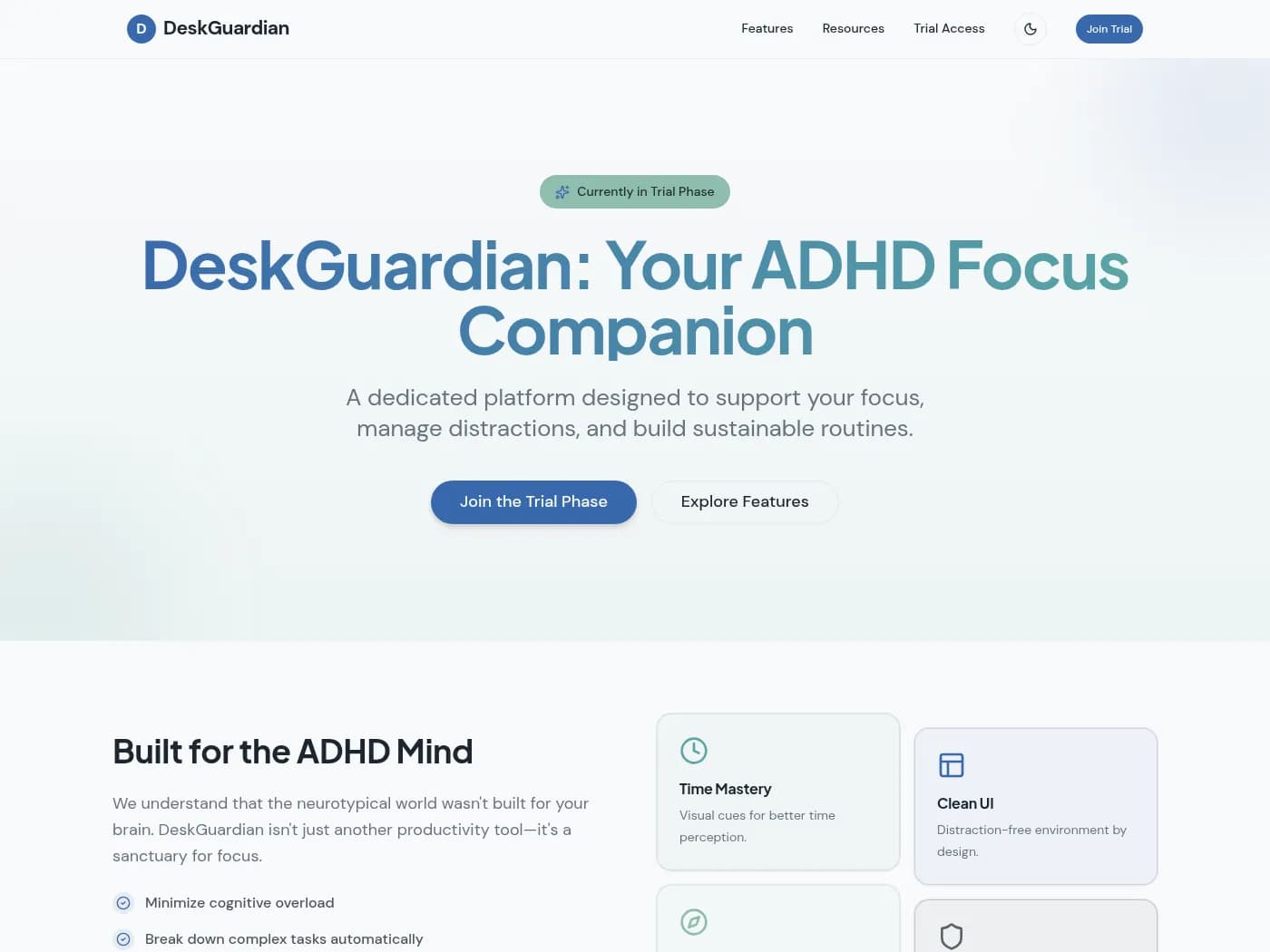 DeskGuardian Focus Website