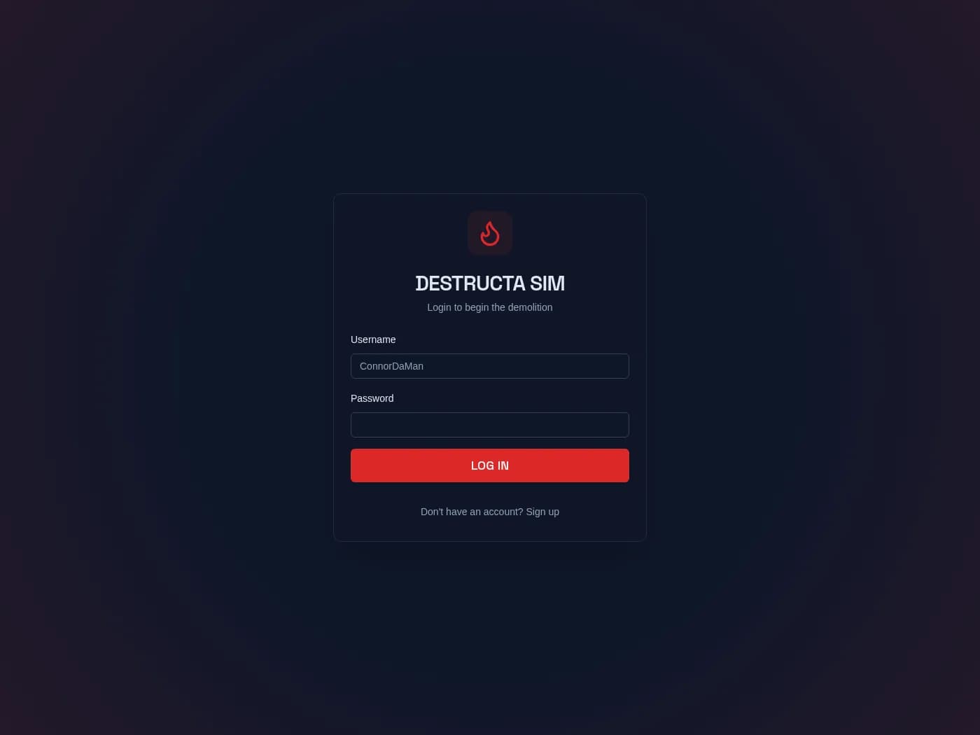 DestructaSim Admin Portal