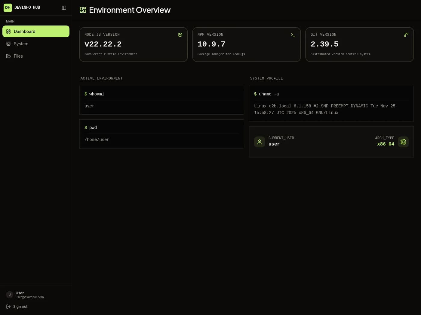 Dev Environment Info