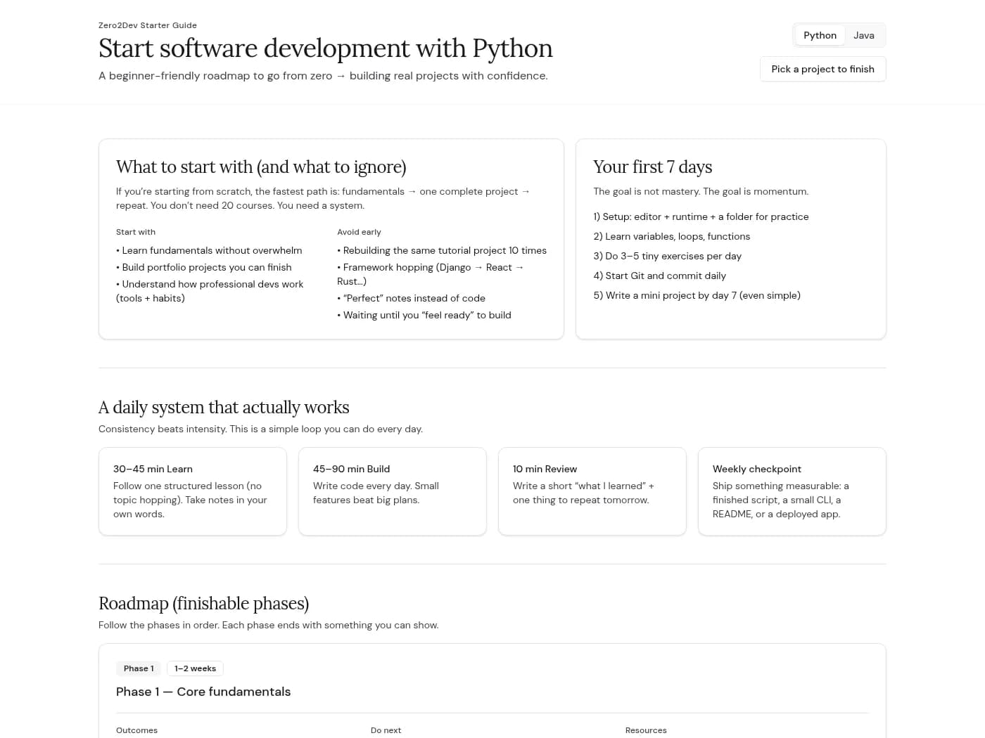 Zero2Dev Starter Guide