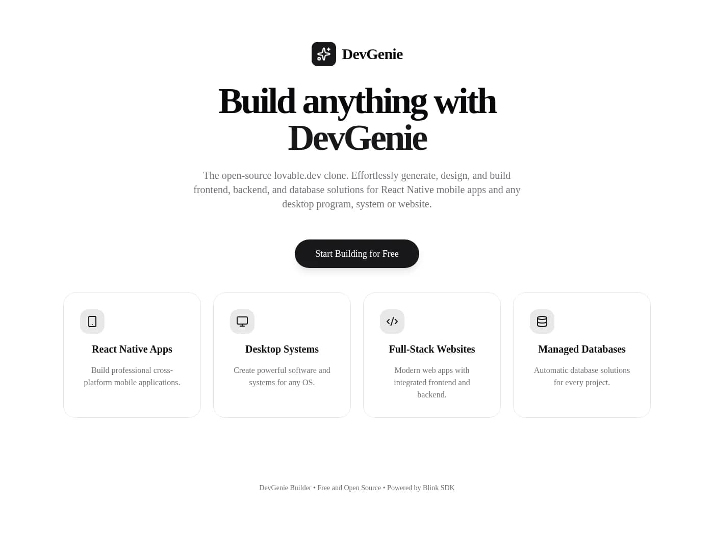 DevGenie Free Builder