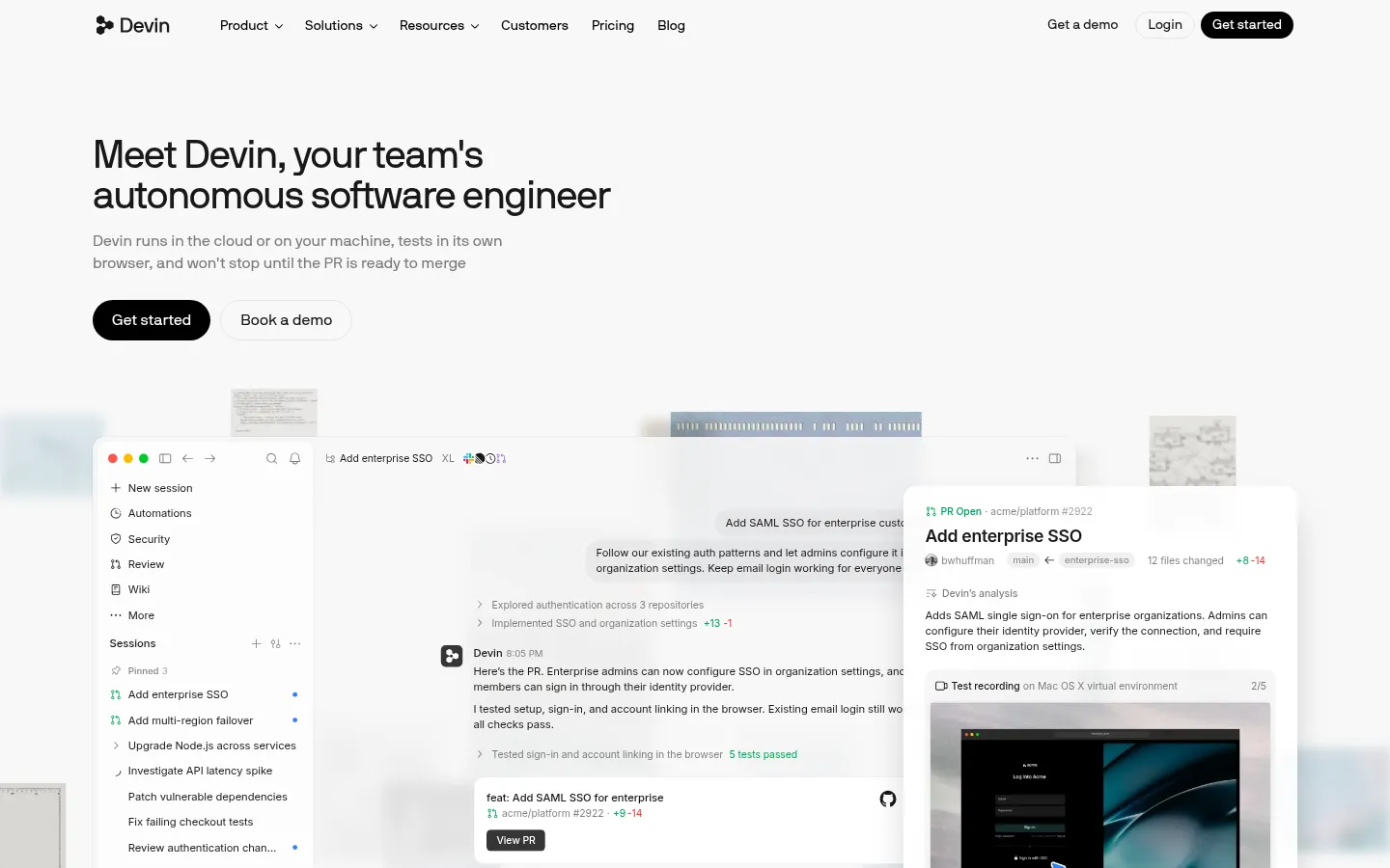 Devin homepage