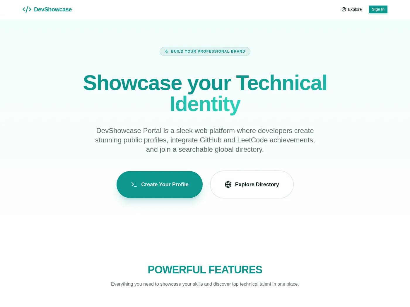 DevShowcase Portal