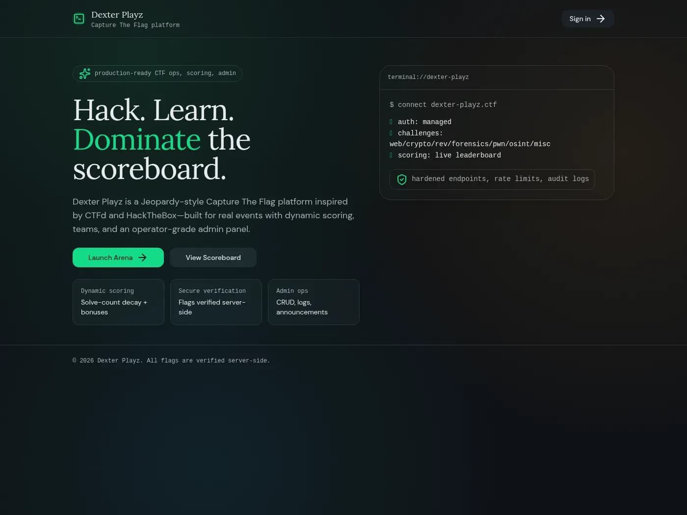 Dexter Playz CTF Platform
