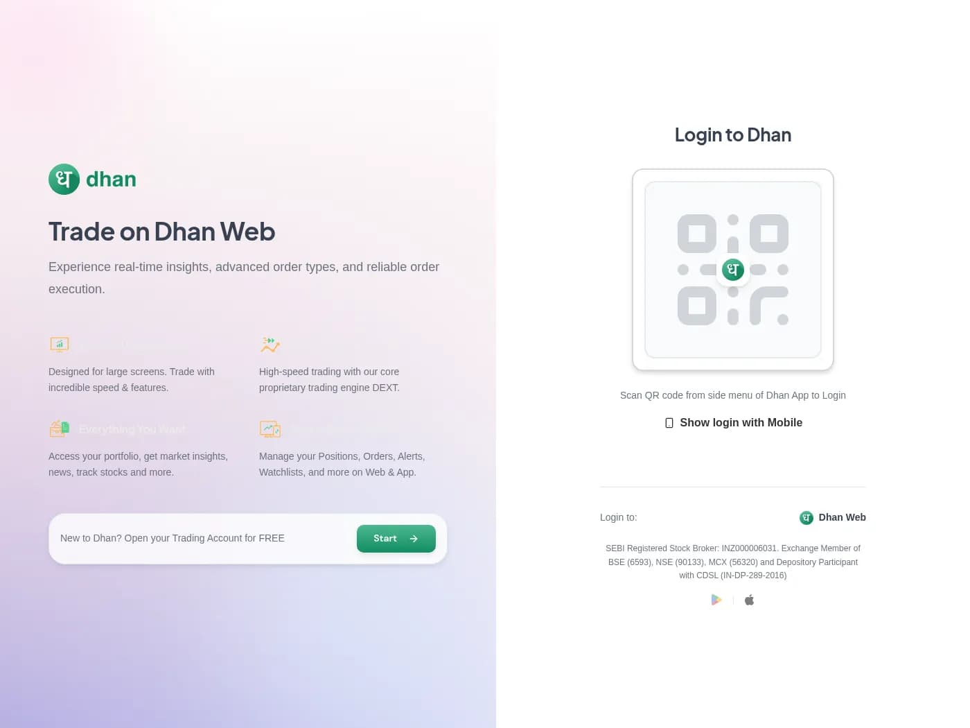 Dhan Login Clone