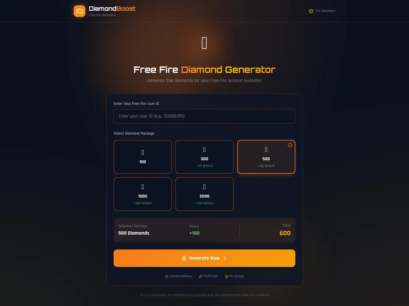 DiamondBoost Generator