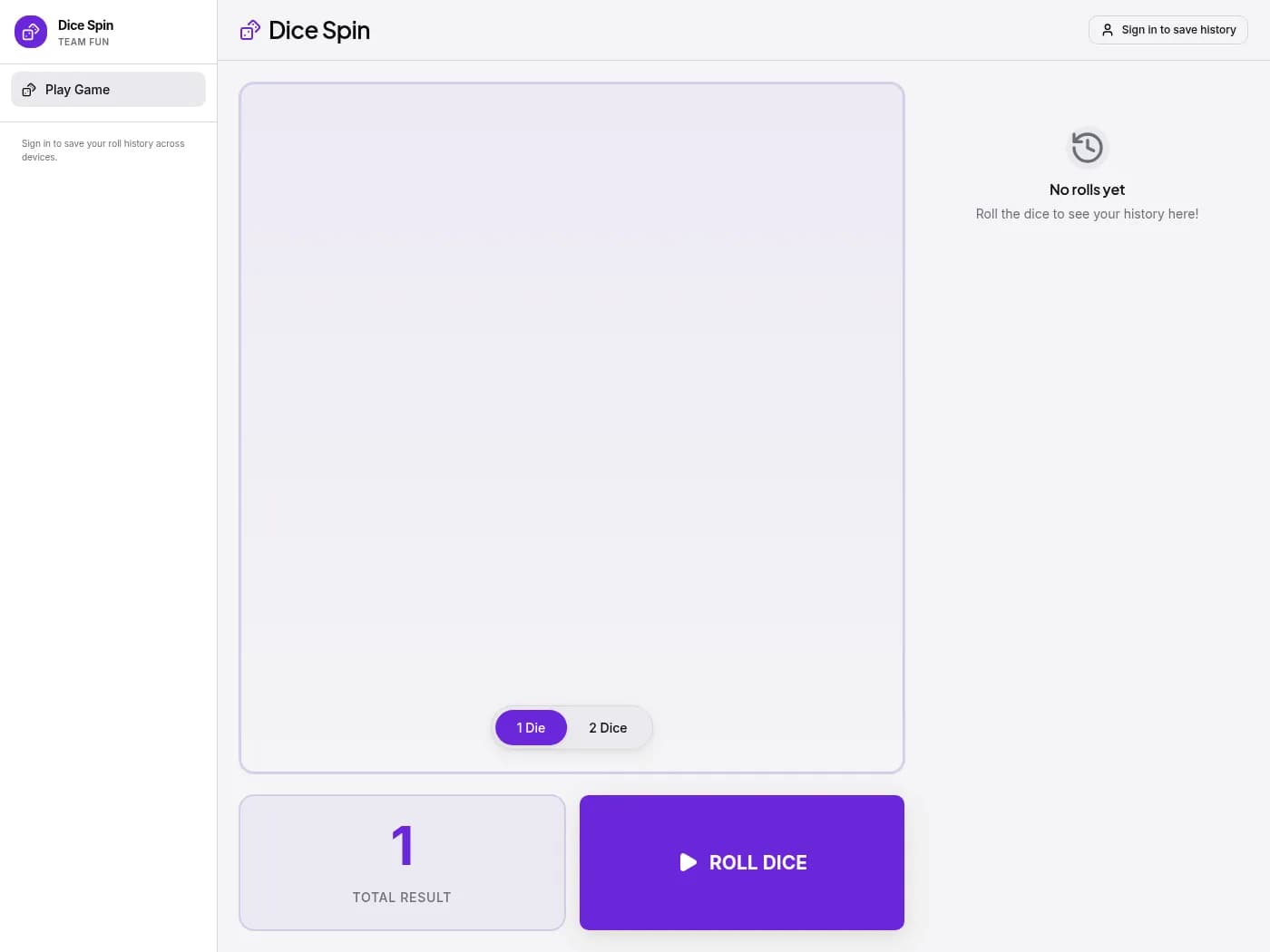 Dice Spin Game