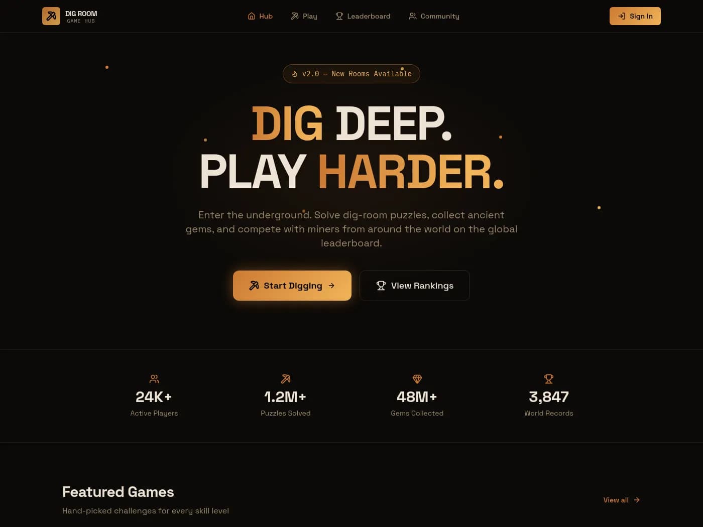 Dig Room Game Hub
